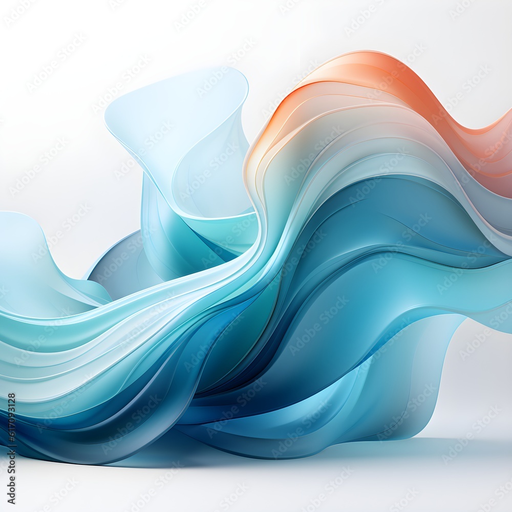 Minimalist Vector Illustration, Stylized Abstract Water Waves, Blue to ...