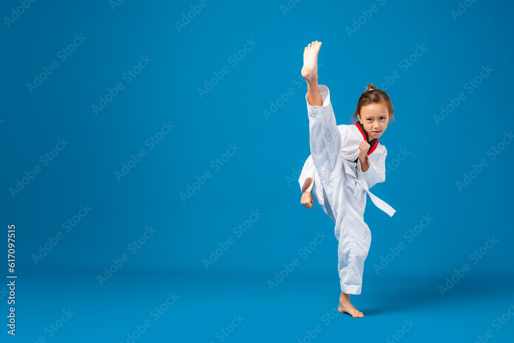 Banner: Asian-Australian girl poses in martial arts Practice taekwondo ...