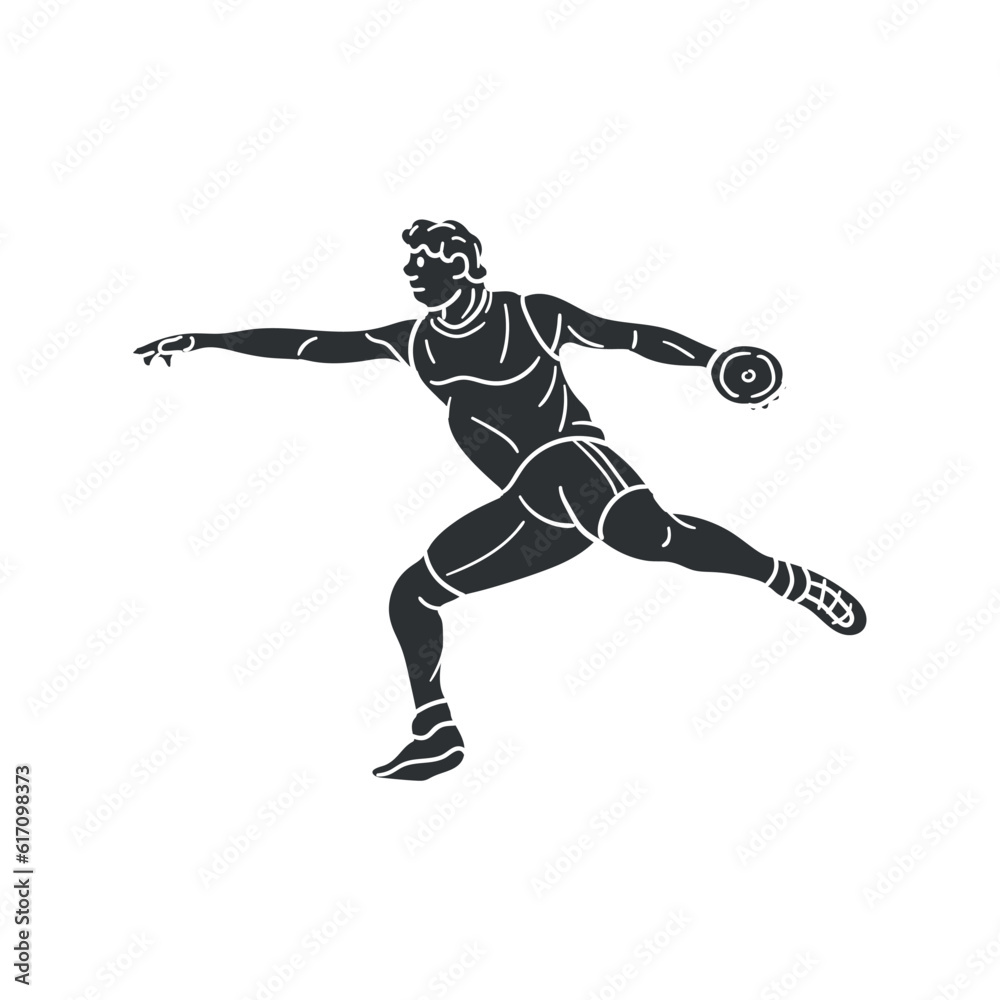 Discus Throw Icon Silhouette Illustration. Athlete Competition Vector ...