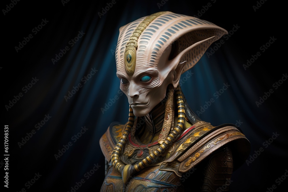 Eerie Alien with Egyptian Pharaoh's Visage: Concept for Metaphorical ...