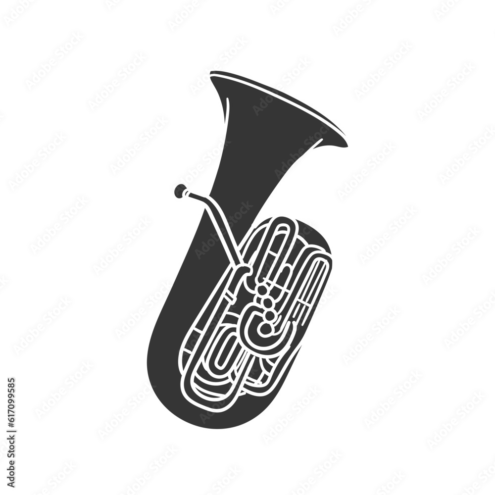Vetor de Tuba Icon Silhouette Illustration. Music Instrument Vector ...