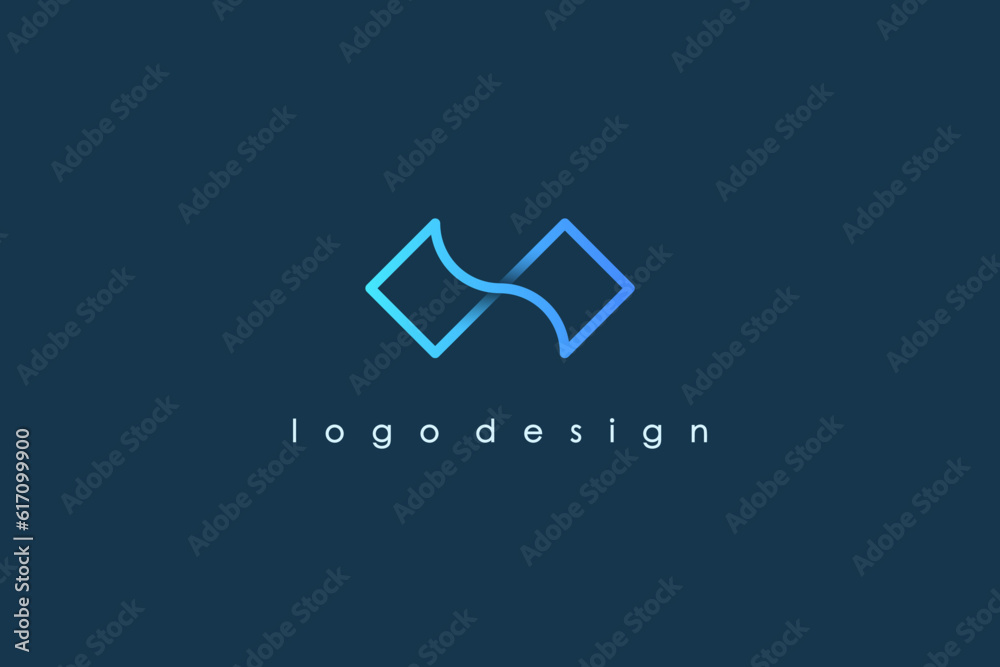 Simple Infinity Logo. Blue Geometric Line Infinite Symbol isolated on ...