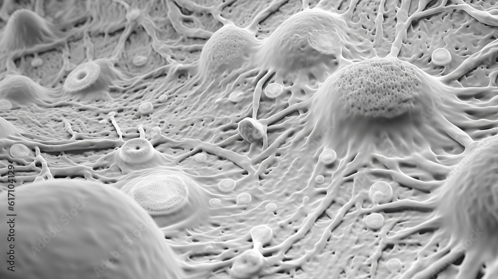 Microscopic cells. Tissue under the microscope. Scientific medical ...