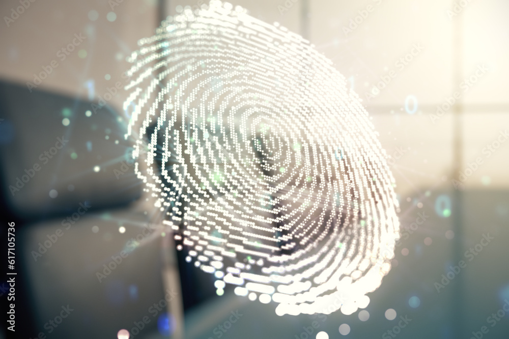 Multi exposure of virtual graphic fingerprint sketch on a modern ...