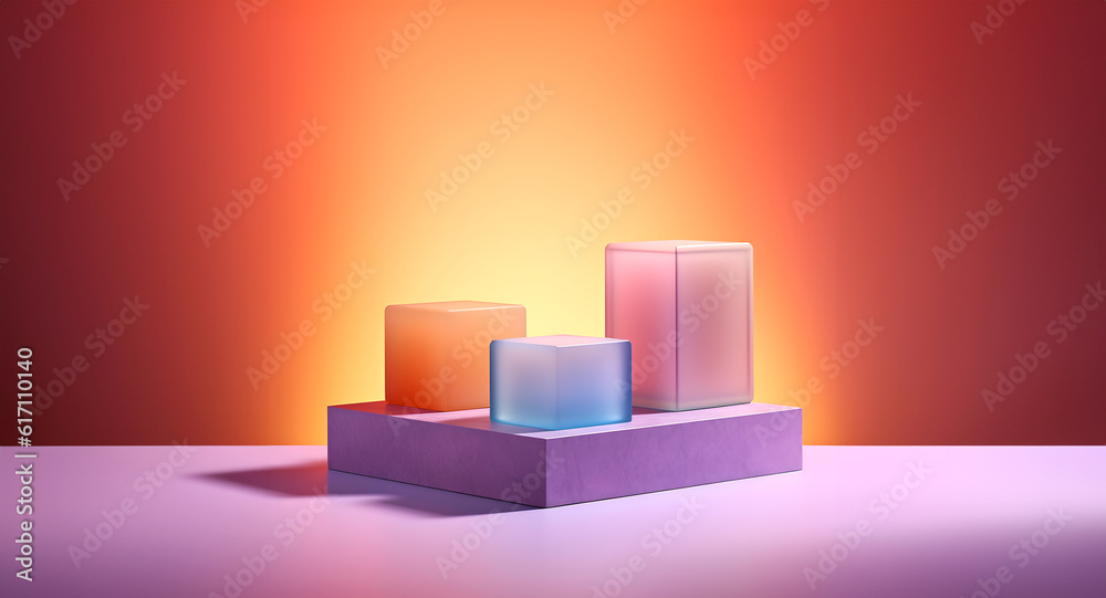 Abstract minimal concept. Pastel multi colour background with podium ...