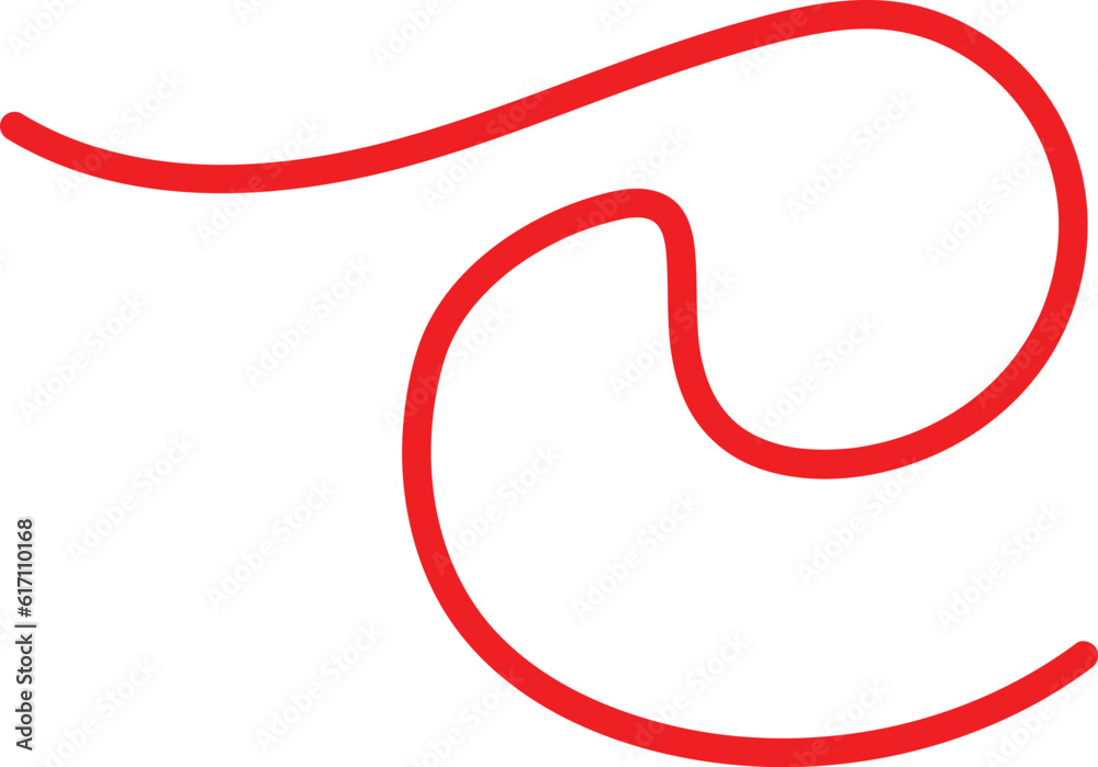 Hand drawn red curved line shape. best doodle use for patterns, social ...