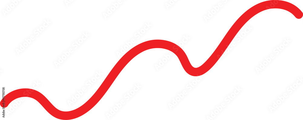 Hand drawn red curved line shape. best doodle use for patterns, social ...