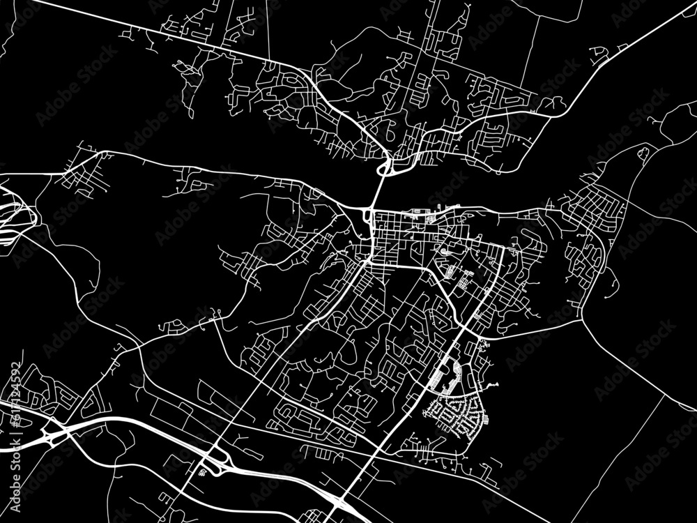 Vector road map of the city of Chicoutimi Quebec in Canada with white ...