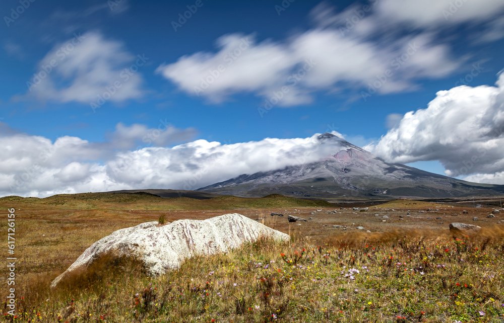 Old and big volcanic rocks thrown out by the Cotopaxi volcano millions ...