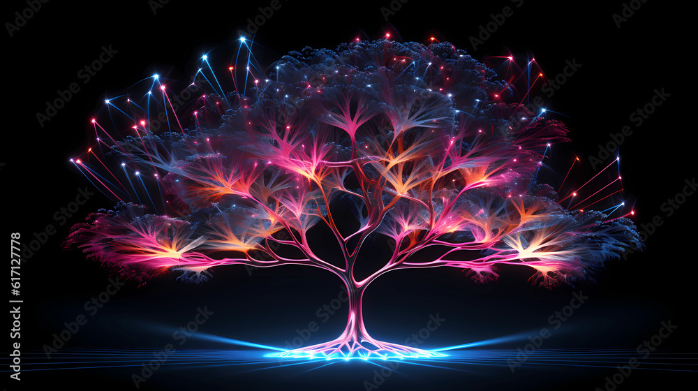 Plexus Tree Neon Digital Background Digital Desktop Wallpaper HD 4k ...