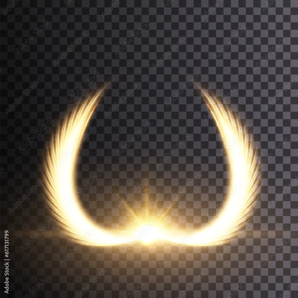 glowing, stylized angel wings on a transparent background. phoenix ...