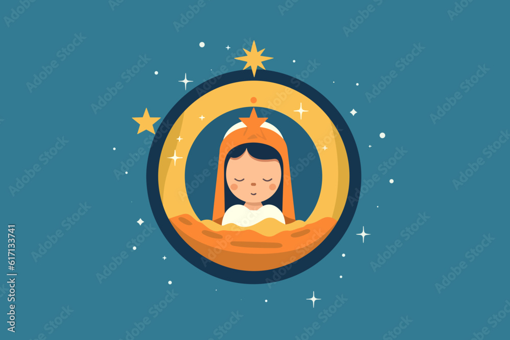 Hand-drawn cartoon Baby Jesus flat art Illustrations in minimalist ...
