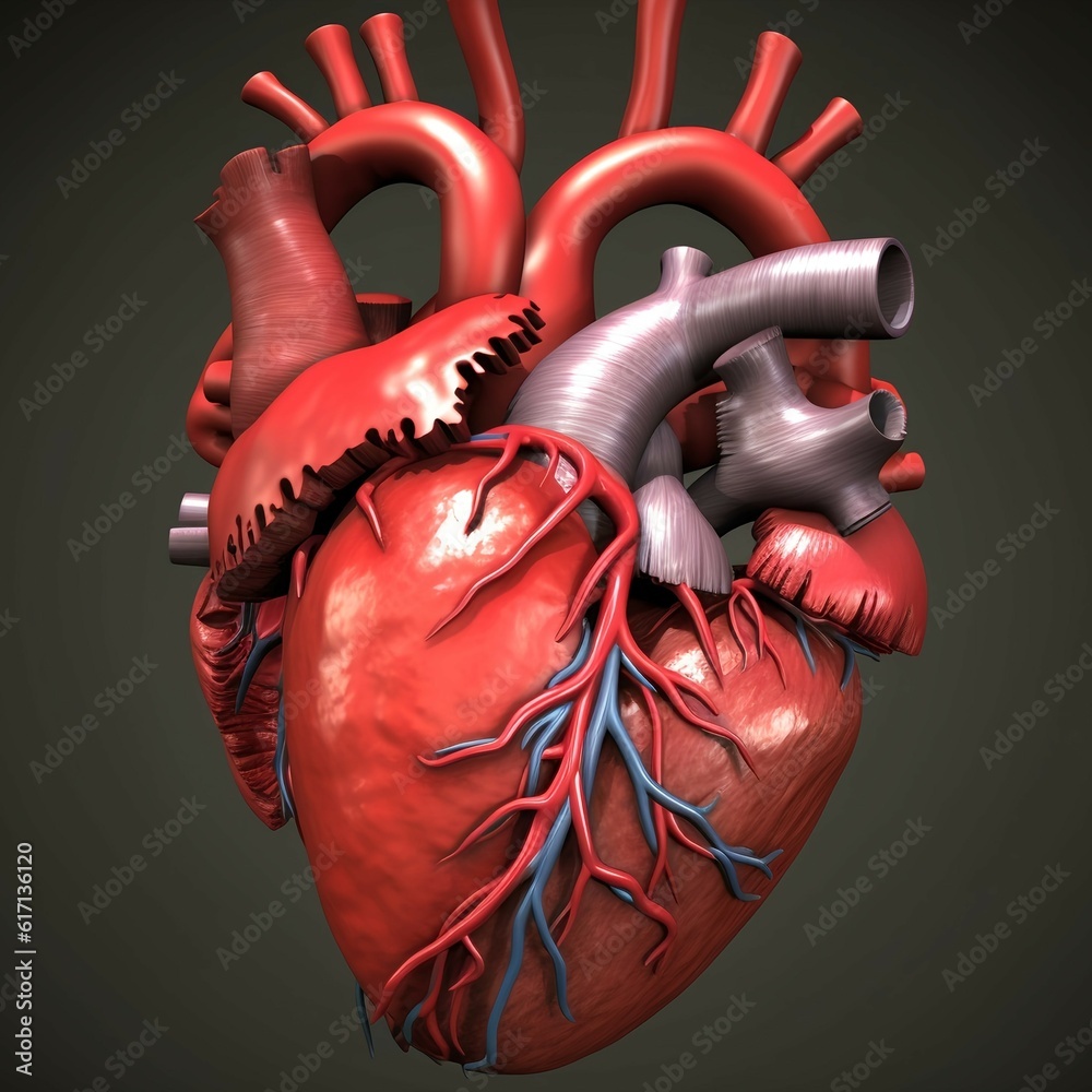 Anatomically correct detailed Human heart model, isolated on simple ...