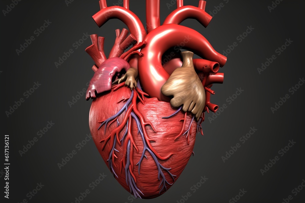 Anatomically correct detailed Human heart model, isolated on simple ...