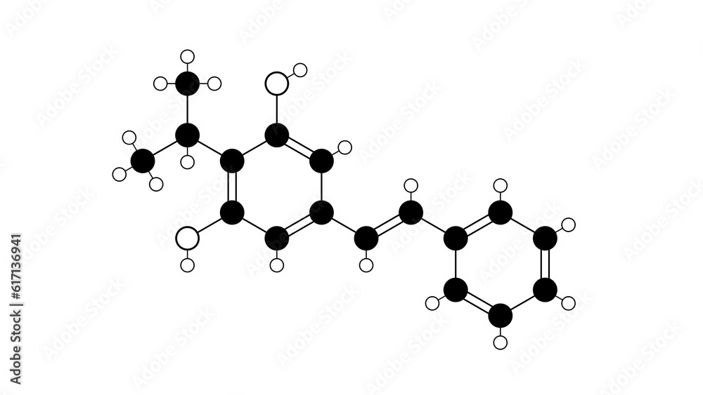 tapinarof molecule, structural chemical formula, ball-and-stick model ...