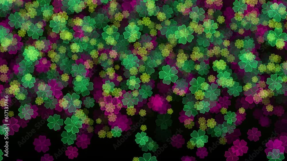 Glowing Flower Falling Pink Green Flower Animation Background, Romantic ...