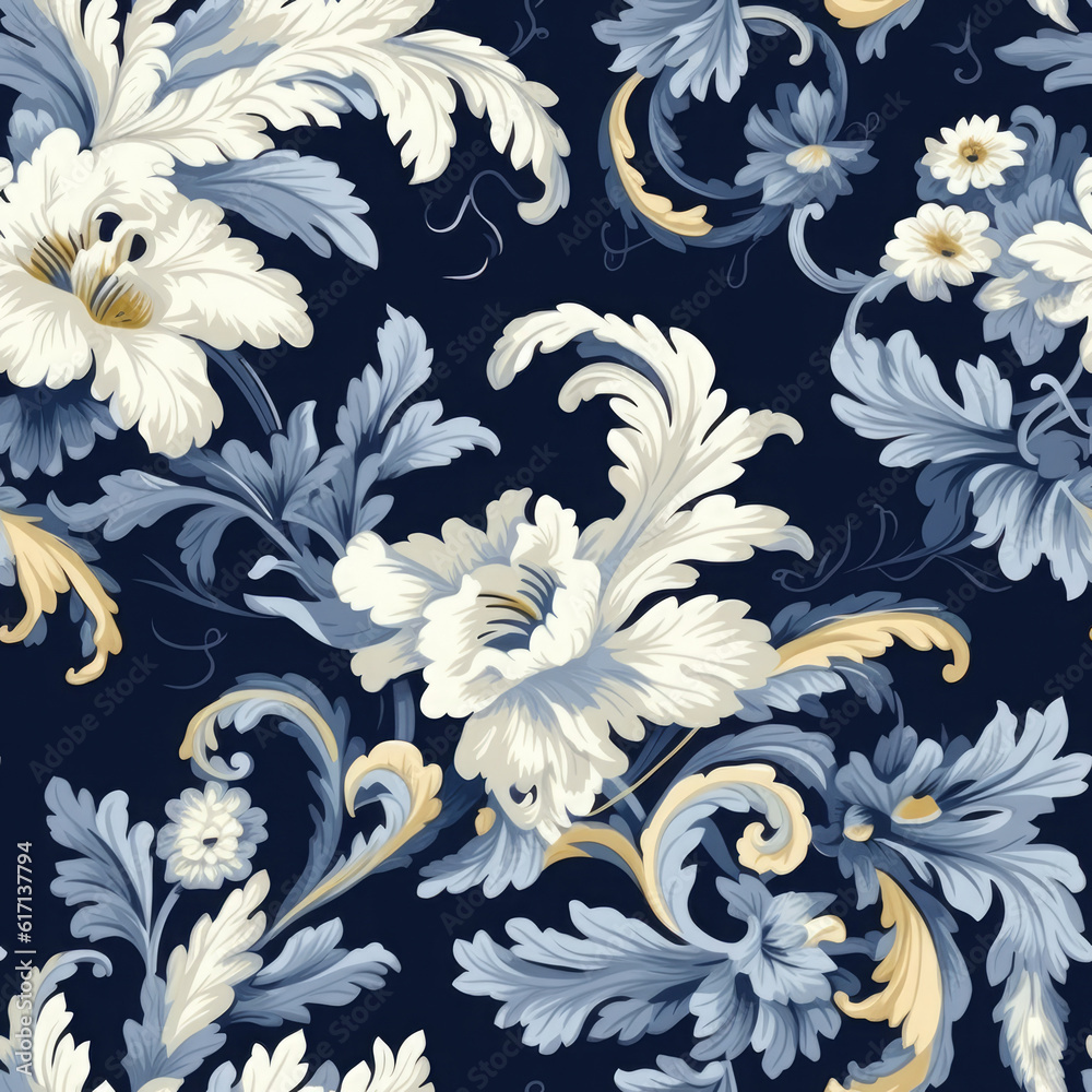 Rococo seamless pattern that would be worn colors seamless pattern, AI ...
