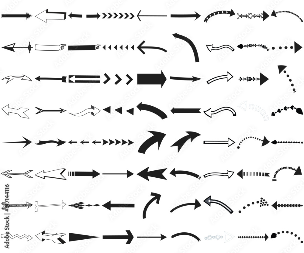 Arrows big black set icons. Arrow icon. Arrow vector collection. Arrow ...