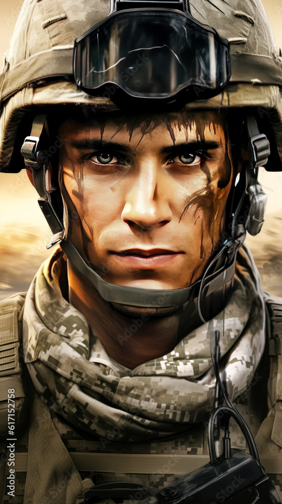 Soldier in military outfit, First person shooter concept, Fps game ...