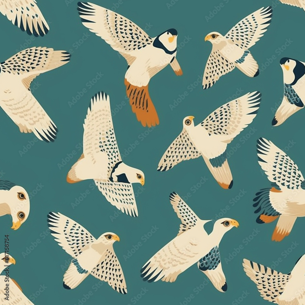 A Continuous Repeating Tile Pattern of Minimal Falcons Design ...