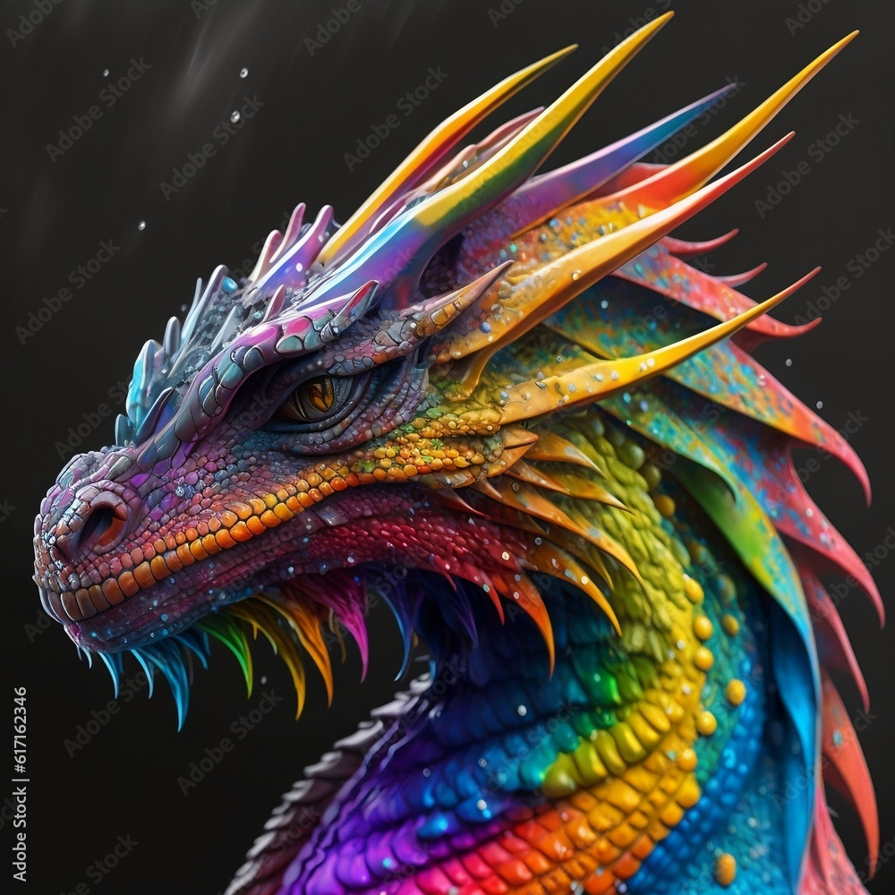 Drache in LGBTQ Regenbogenfarben Stock Illustration | Adobe Stock