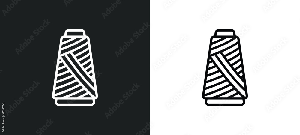 spool of thread line icon in white and black colors. spool of thread ...