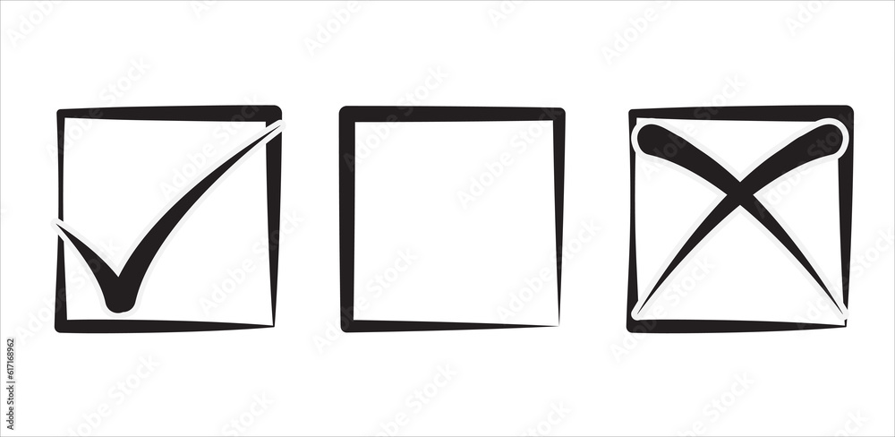 icon set of checklist and cross vector, checklist signs, approval badge ...