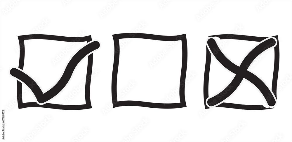 Simple set of checklist and cross vector, checklist signs, approval ...