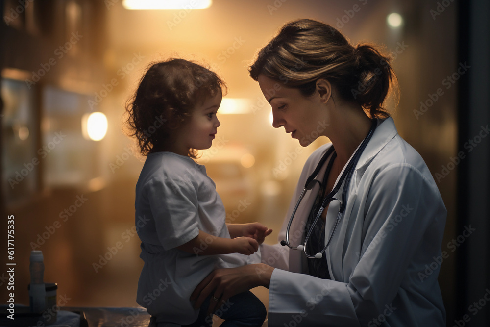 Hyper - realistic photograph of a compassionate female doctor in her ...