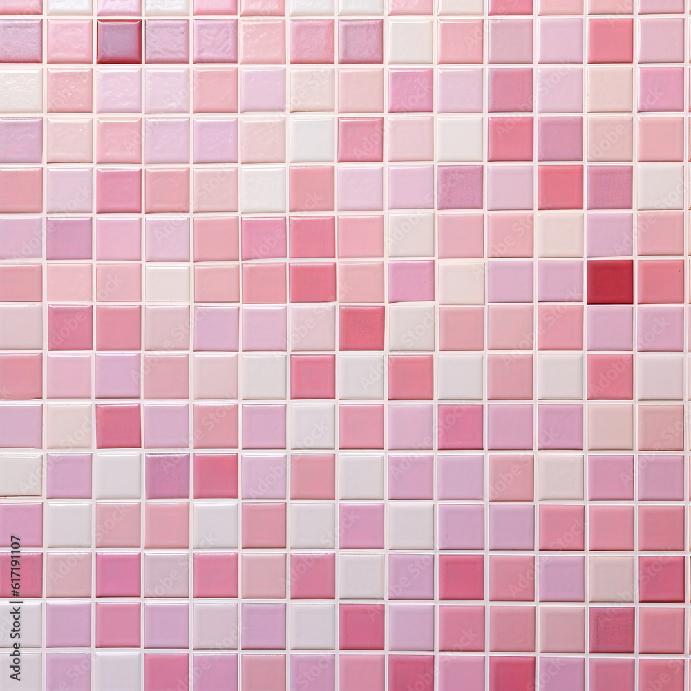 Pink tile wall chequered background bathroom floor texture. Ceramic ...