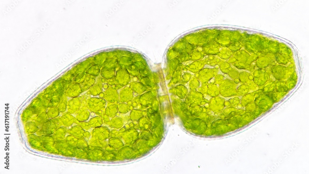 Freshwater green algae or phytoplankton, Pleurotaenium ovatum. Live ...