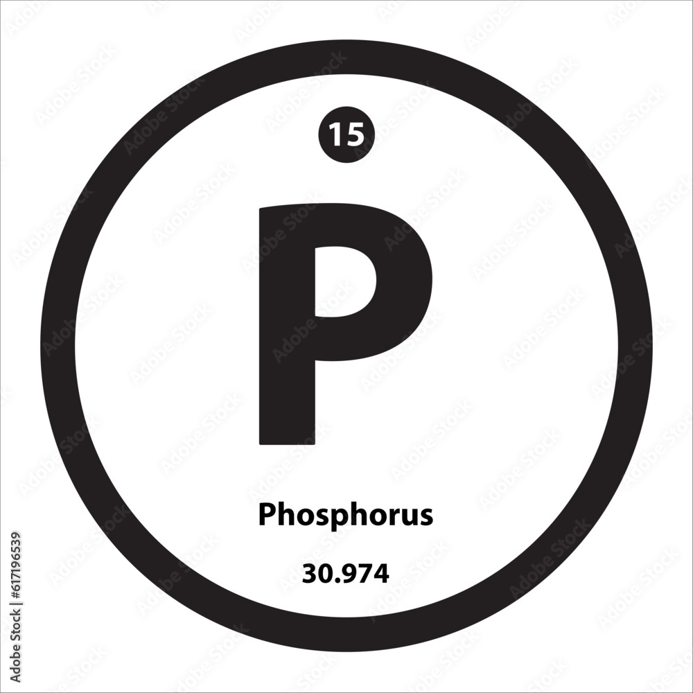 Icon structure Phosphorus (P) chemical element round shape circle black ...