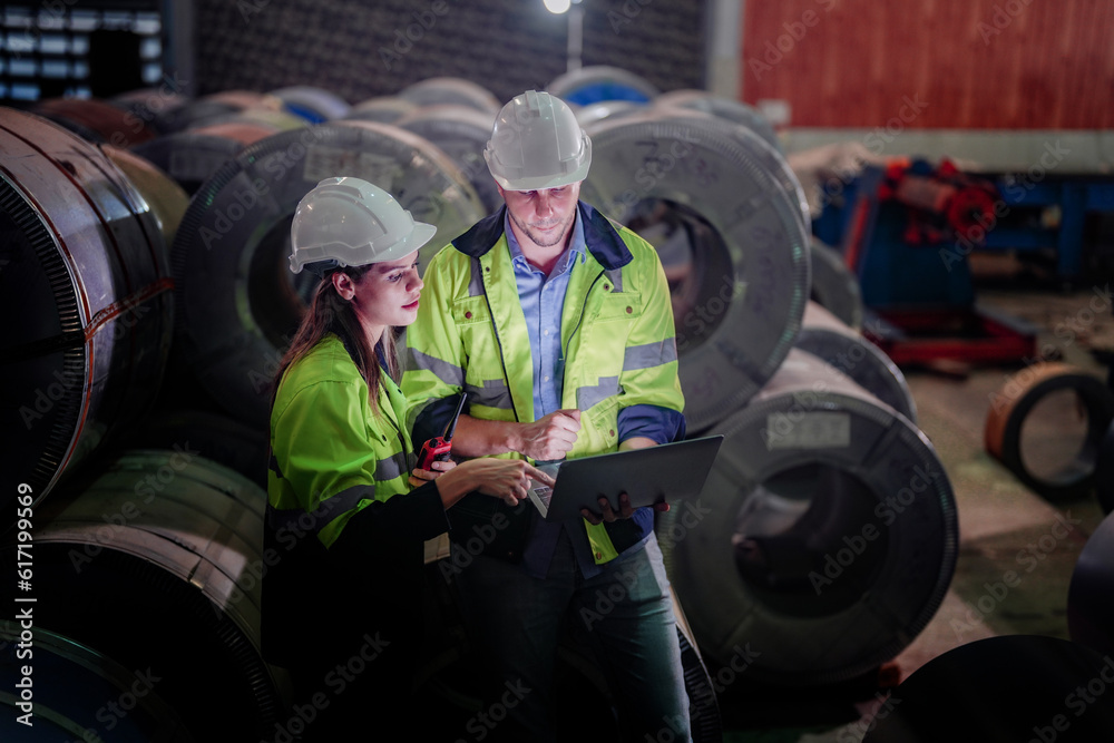 Photo & Art Print Professional engineering workers walk and check in ...