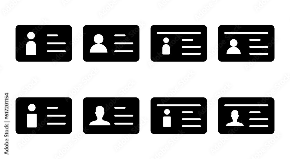 License icon set illustration. ID card icon. driver license, staff ...