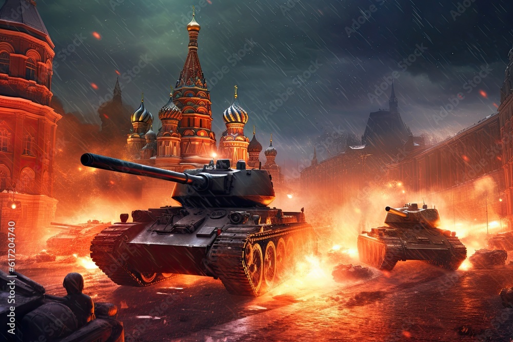 night sky above Red Square becomes a backdrop for an urban guerrilla ...