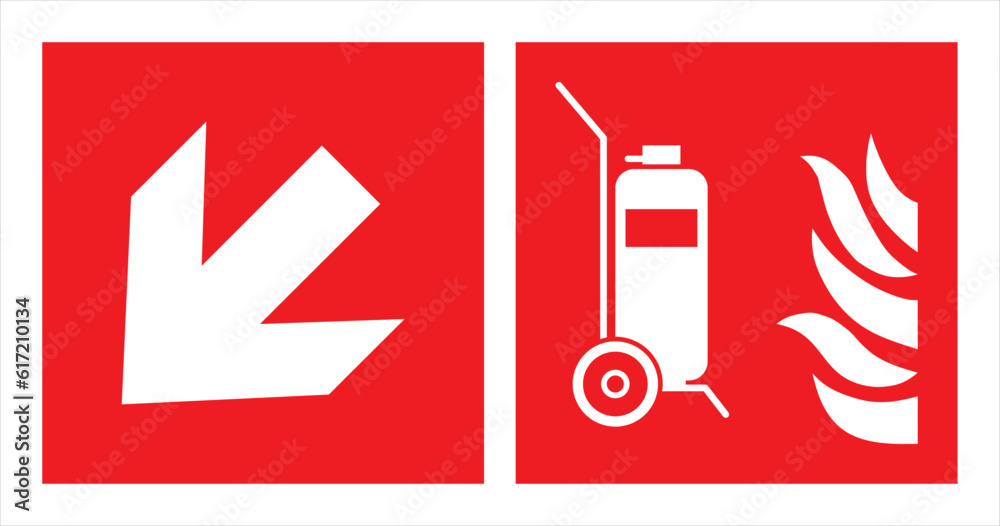 Safety warning signs fire equipment fire action signs Wheeled fire ...