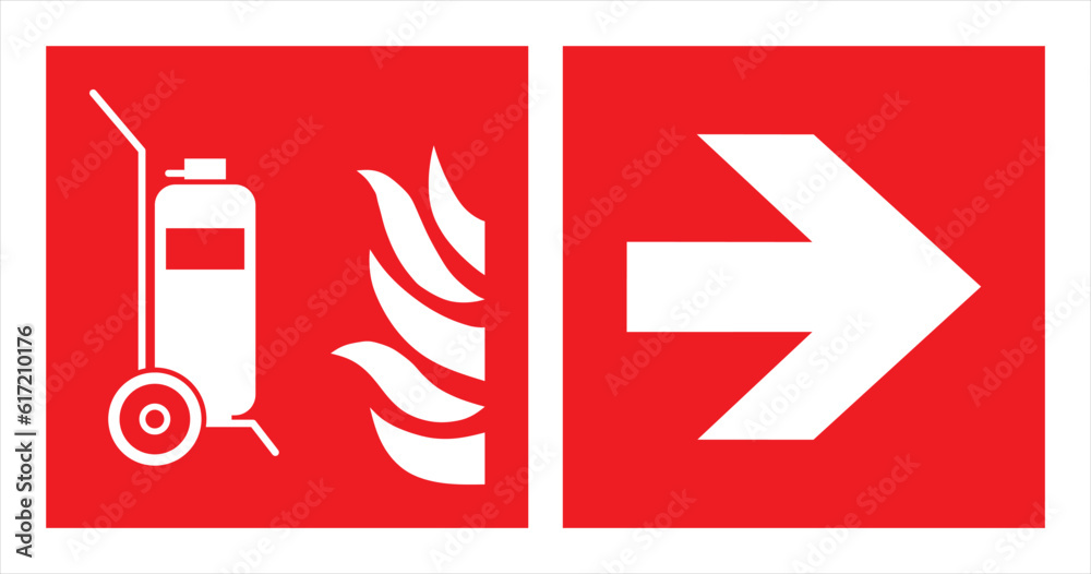 Safety warning signs fire equipment fire action signs Wheeled fire ...