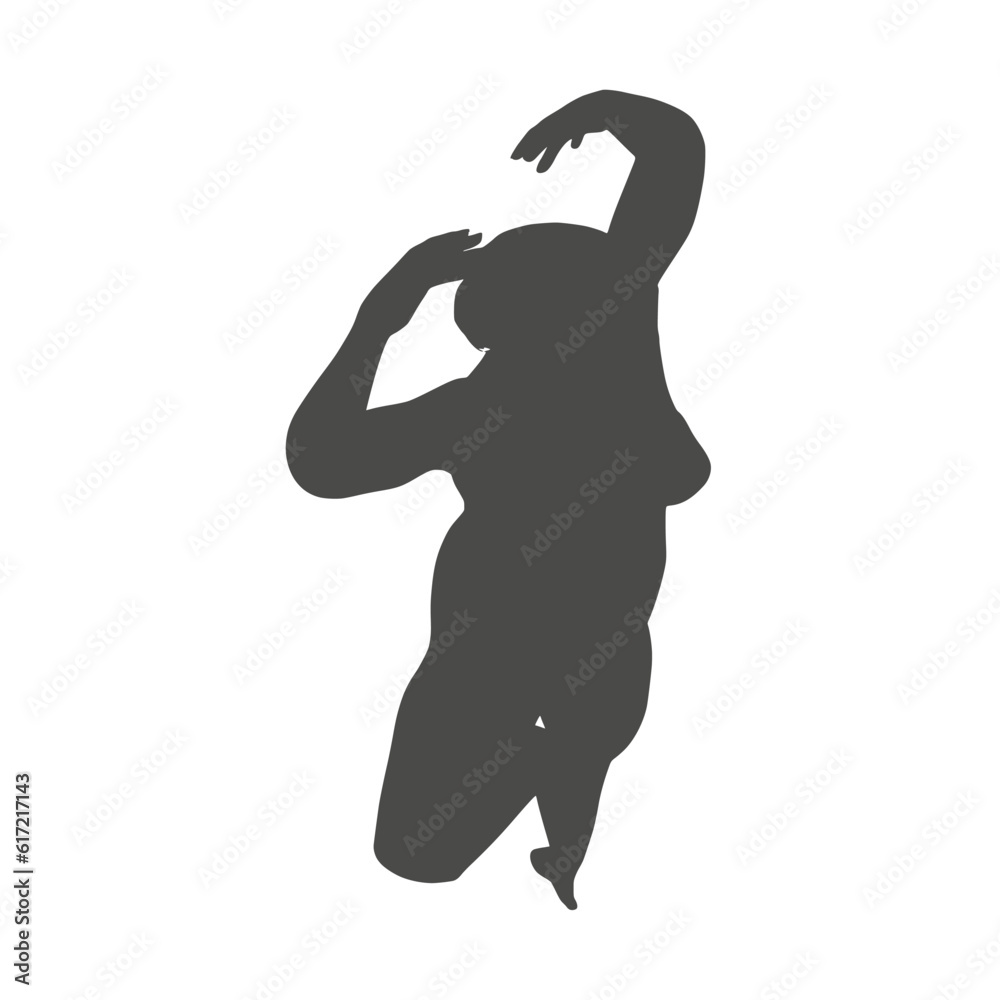 Beautiful Plus Size Woman Is Dancing Body Positive Concept Attractive Overweight Girl For Fat