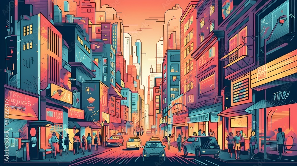 City Rhapsody: A Dynamic 3D Vector Illustration Embracing the Spirit of ...