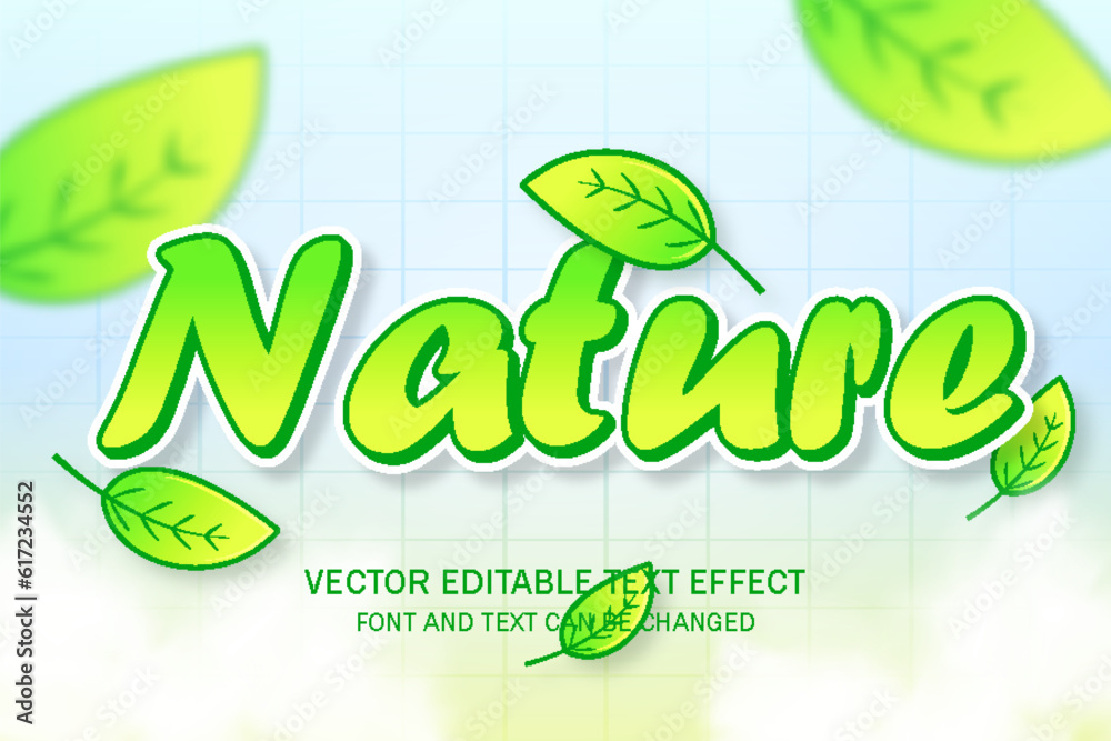 nature green leaf natural typography lettering 3d editable text effect ...