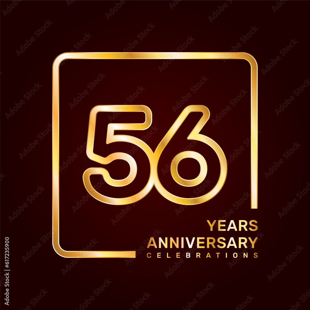 56th anniversary template design with double line numbers in gold color ...