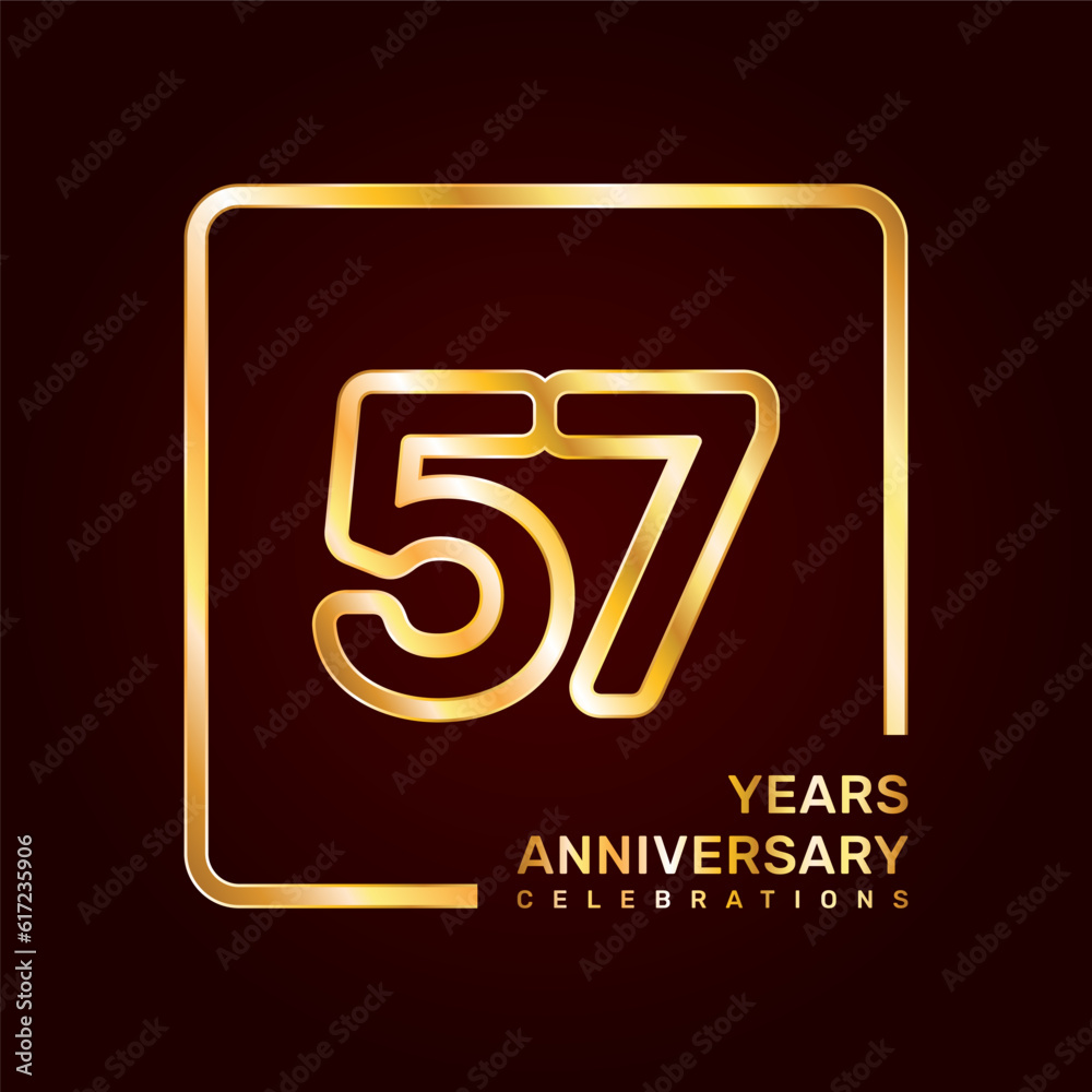 57th anniversary template design with double line numbers in gold color ...