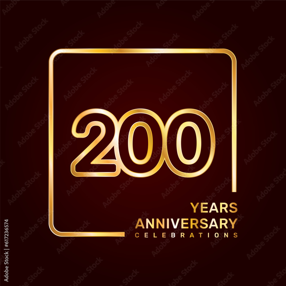 200th anniversary template design with double line numbers in gold ...
