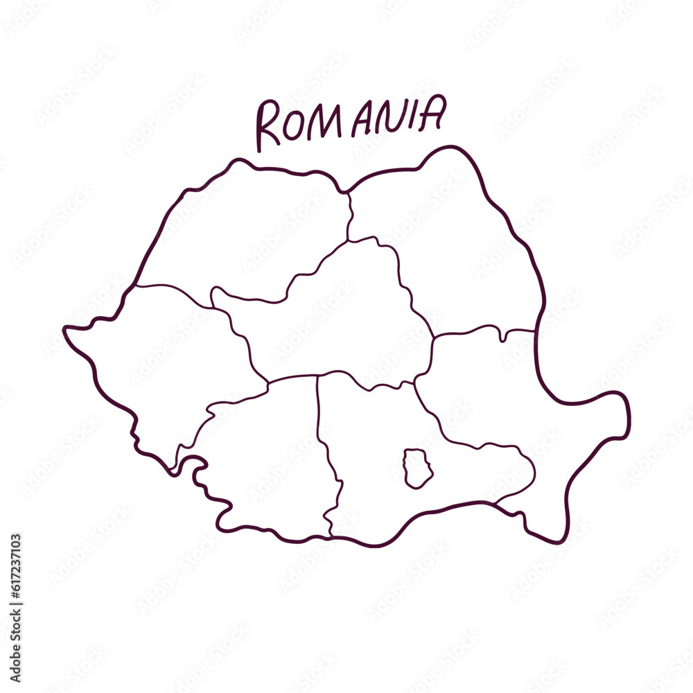 Hand Drawn Doodle Map Of Romania. Vector Illustration Stock Vector ...