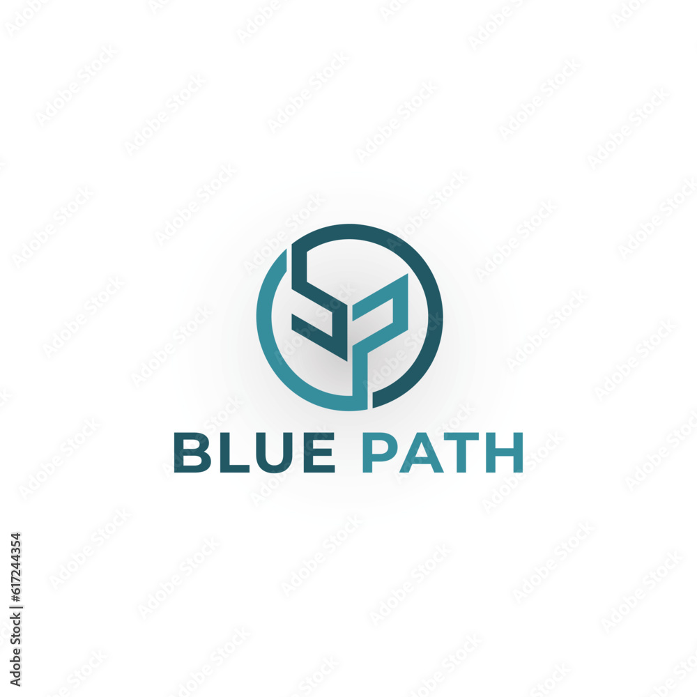 Abstract initial letter BP or PB logo in blue color isolated in white ...