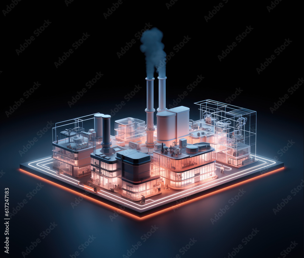 Building and facility design. Cutting edge manufacturing plant or futuristic energy research ...