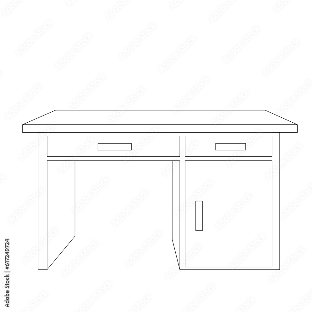 Table line vector illustration, isolated on white background. Furniture ...