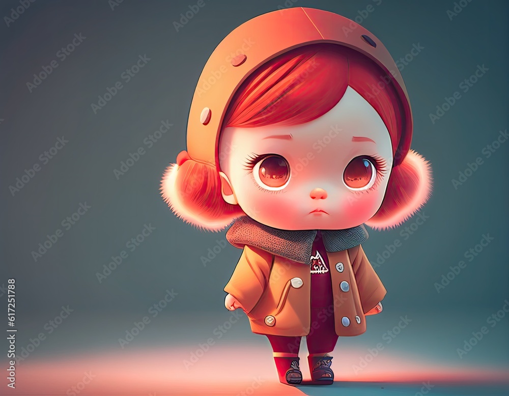 Cute chibi style anime kawaii Japanese animation female mascot girl ...