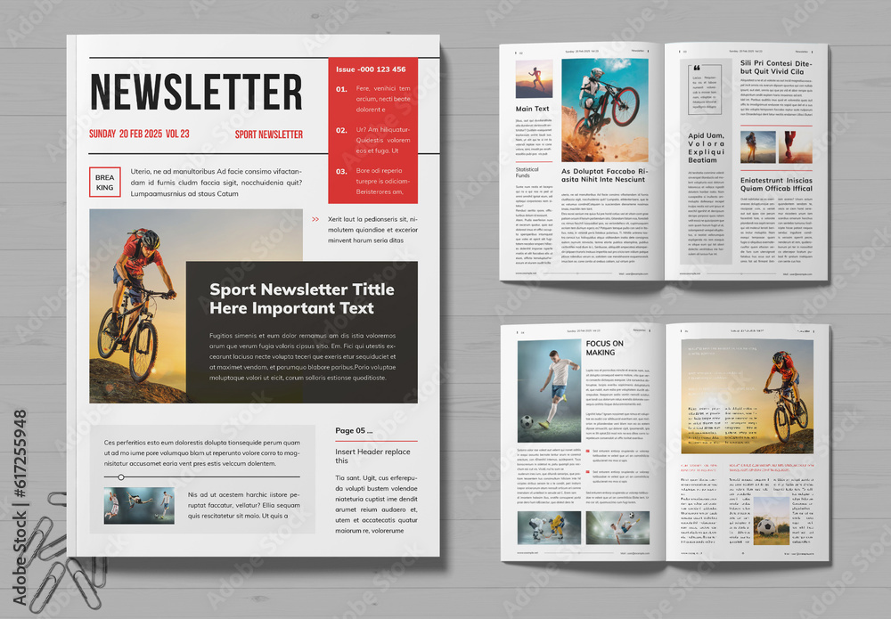 Sports Newsletter Stock Template | Adobe Stock
