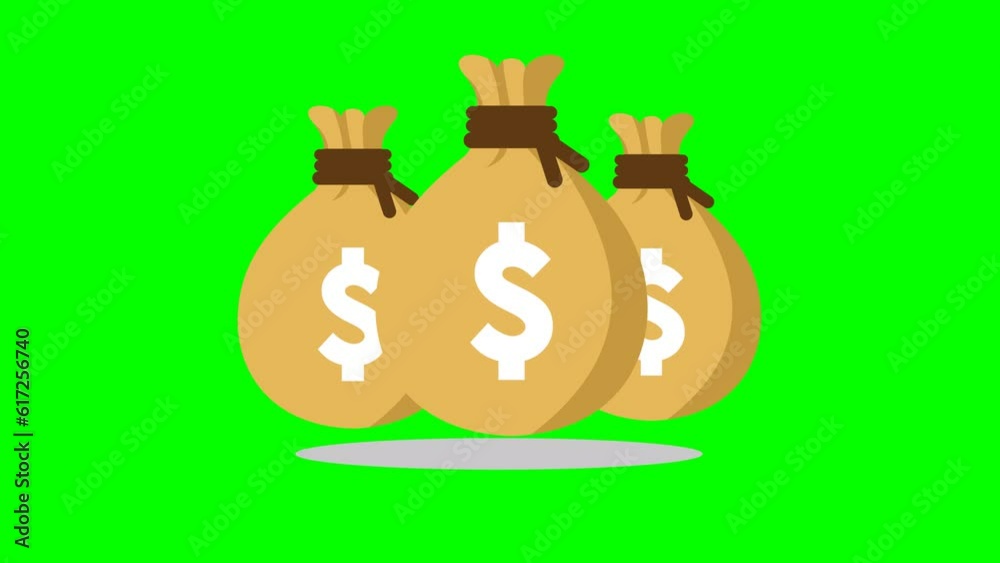 Money bag animation on a green screen. Money bag icon animation with ...